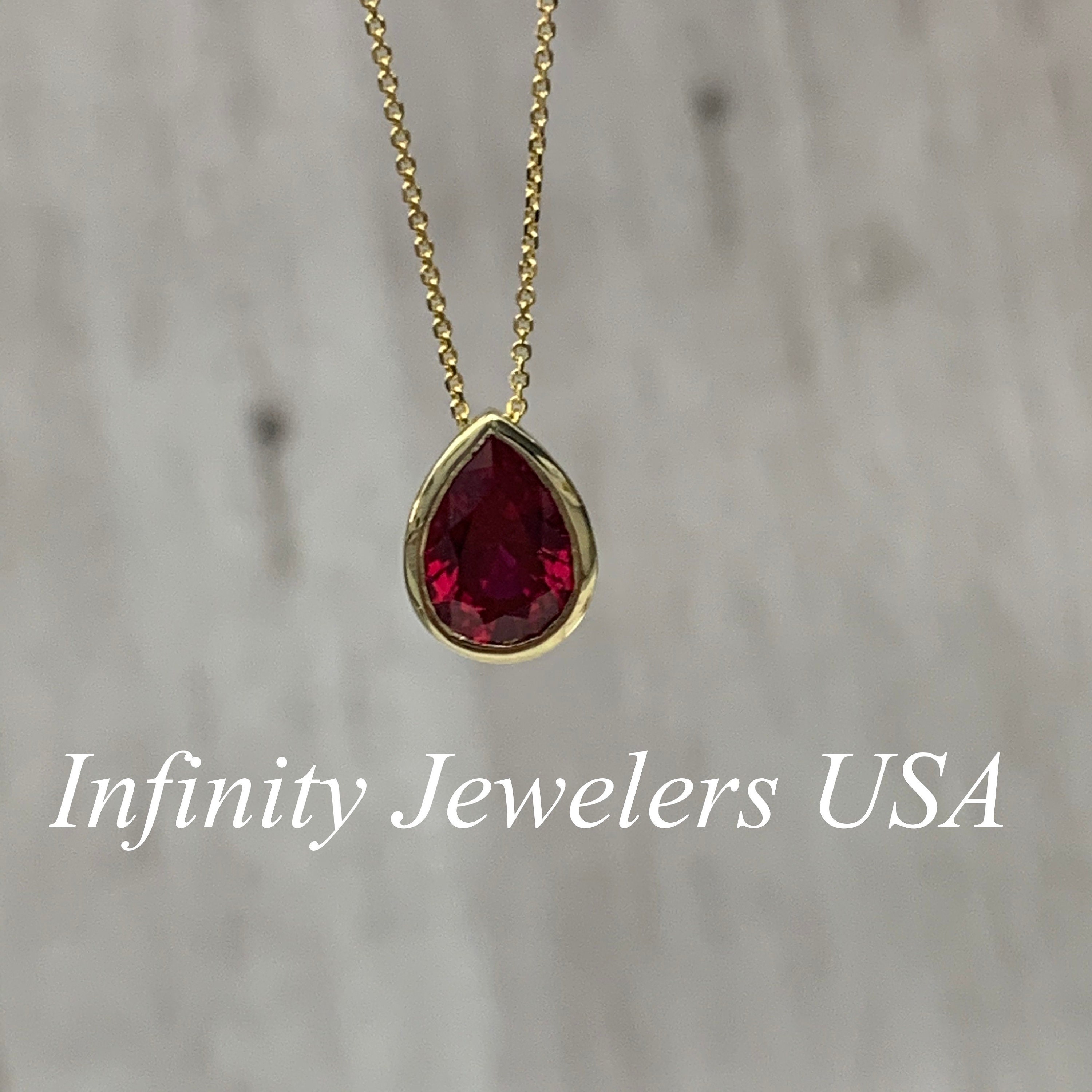 Pear ShapeRuby Bezel Set Pendant July Birthstone Necklace | Etsy