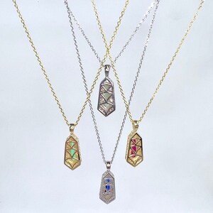 Kite Shaped Ruby Pendant Necklace 14K Solid Gold Unique Long - Etsy