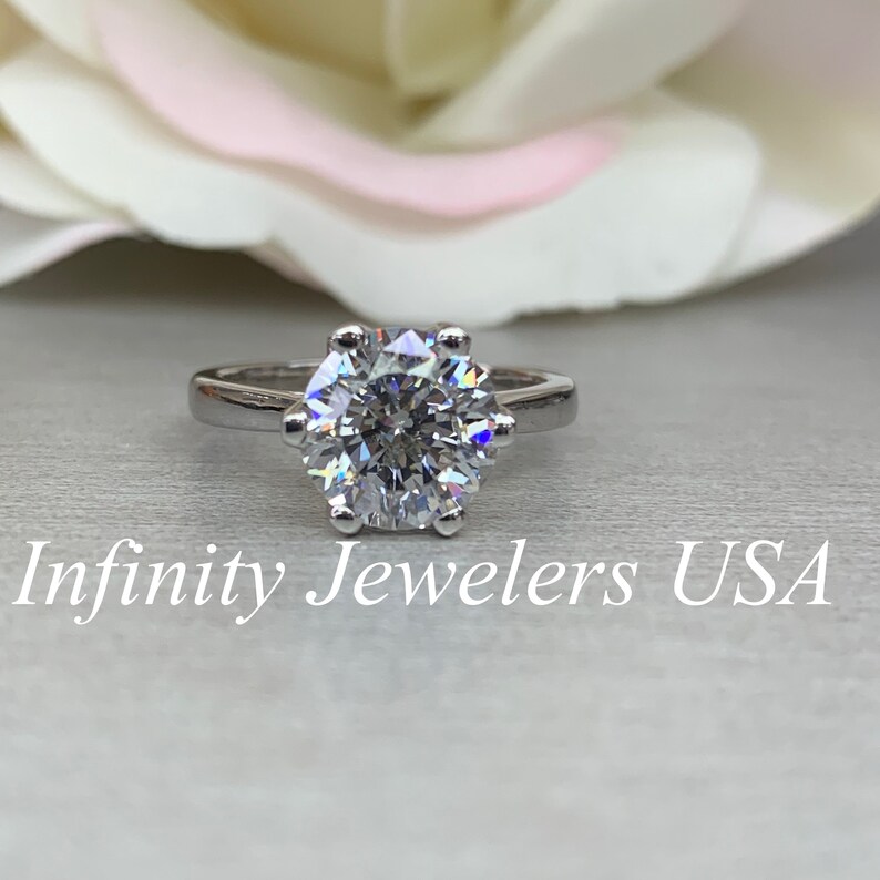 Round Solitaire Engagement Ring Extra Brilliant 100 Facet | Etsy