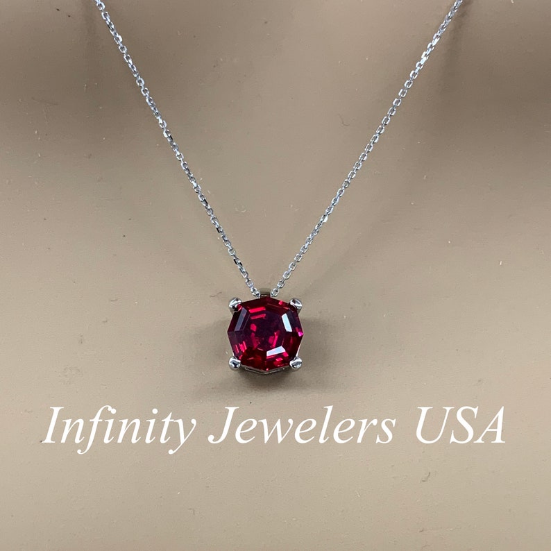 Web Cut Necklace / Red Ruby Necklace / Octagon Pendant / | Etsy