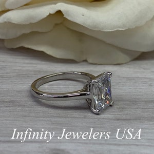 Moissanite Radiant Cut Engagement Ring, Solitaire Radiant Cut Simulated ...