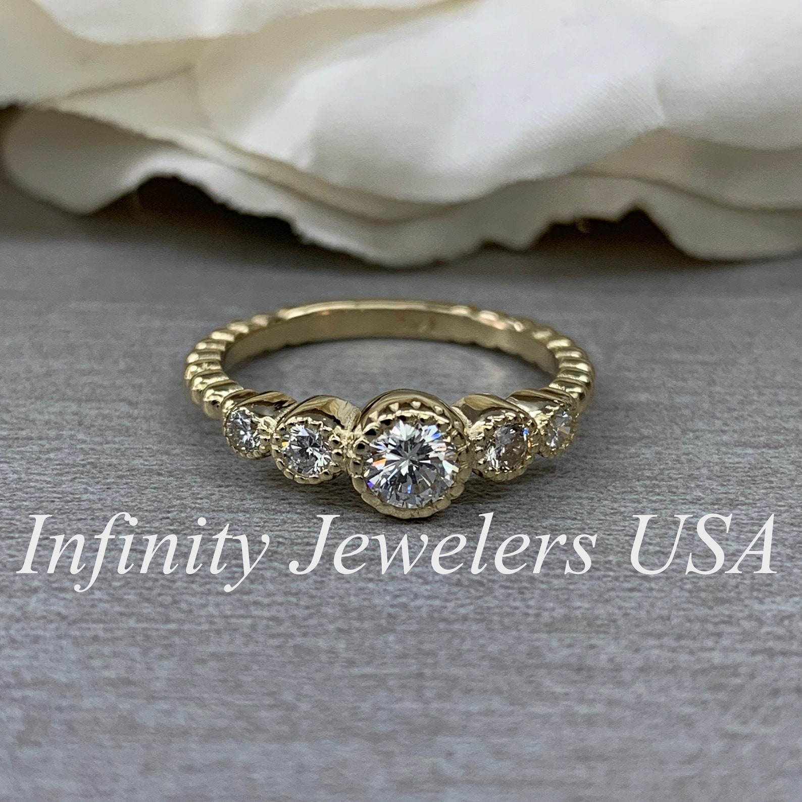 Stackable Diamond Ring 14K Stackable Diamond Wedding Ring | Etsy