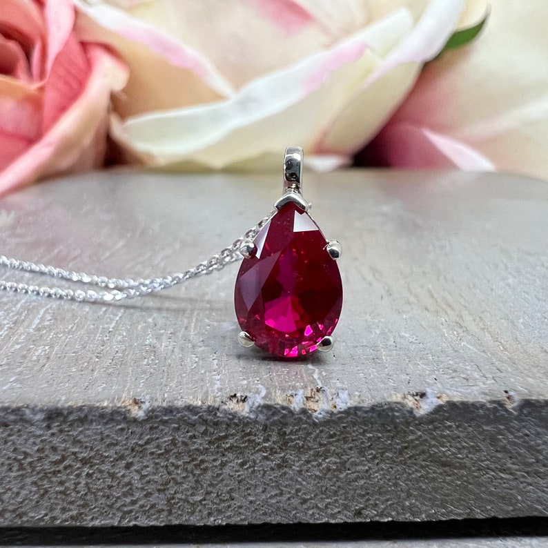 Ruby Pendant Necklace Pear Shape 14K Yellow Gold Gold - Etsy