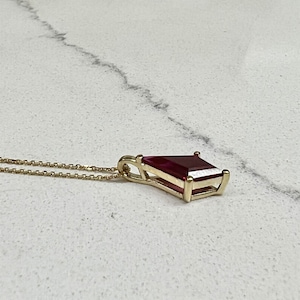 Ruby Kite Shape Pendant Necklace Solid 14K Yellow Gold, Ladies Ruby ...