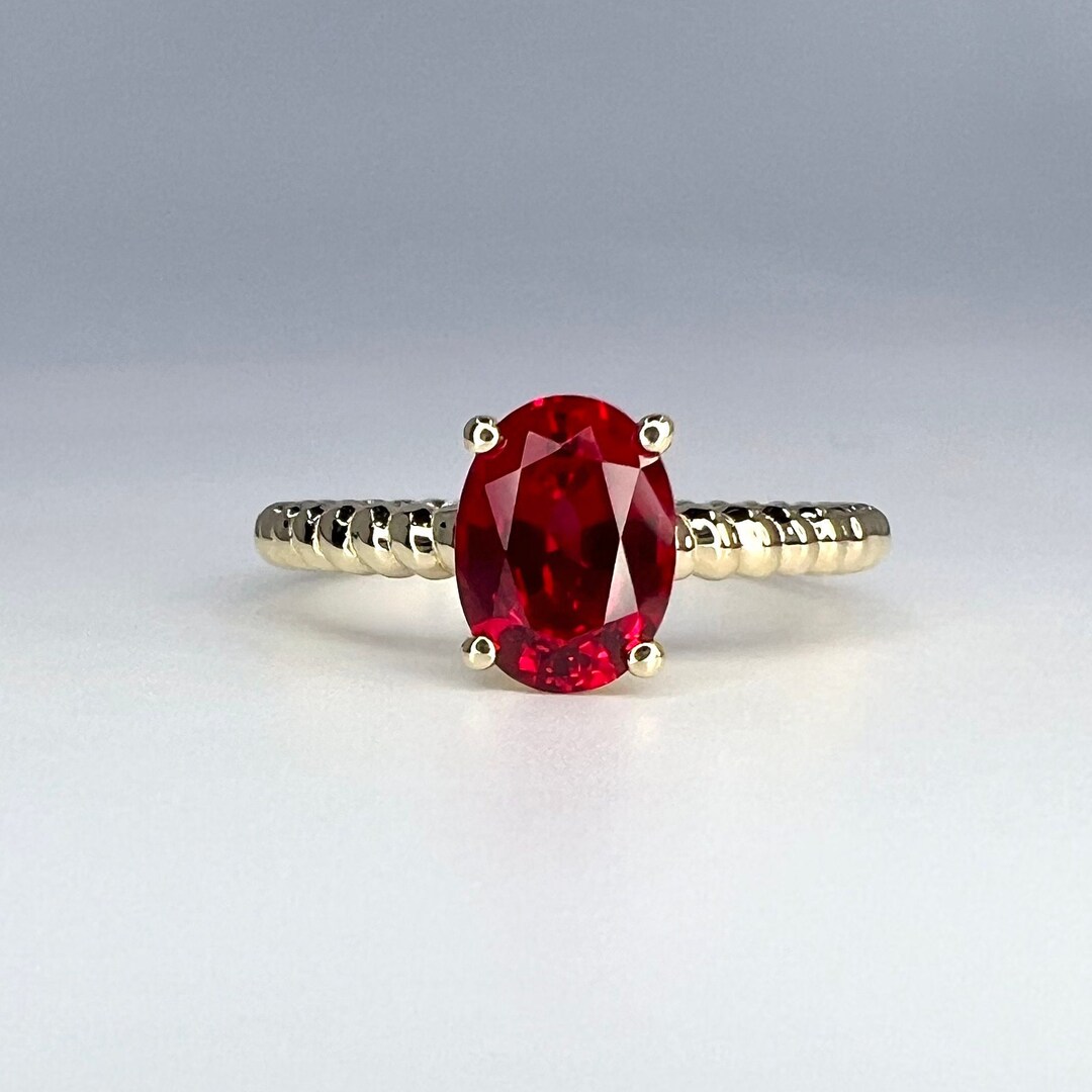 Ruby Solitaire Engagement Ring, Oval Cut Solitaire Wedding Ring, July ...