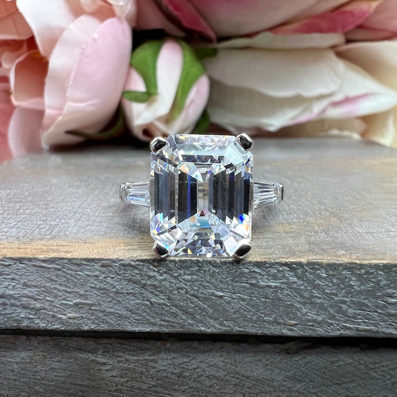 Emerald Cut Engagement Ring for Ladies Large Emerald Cut - Etsy
