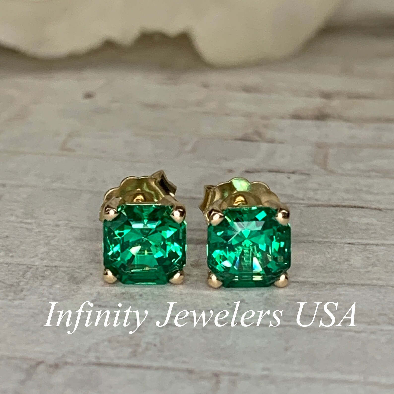 May Birthstone Earrings Ladies Earrings Asscher Emerald - Etsy