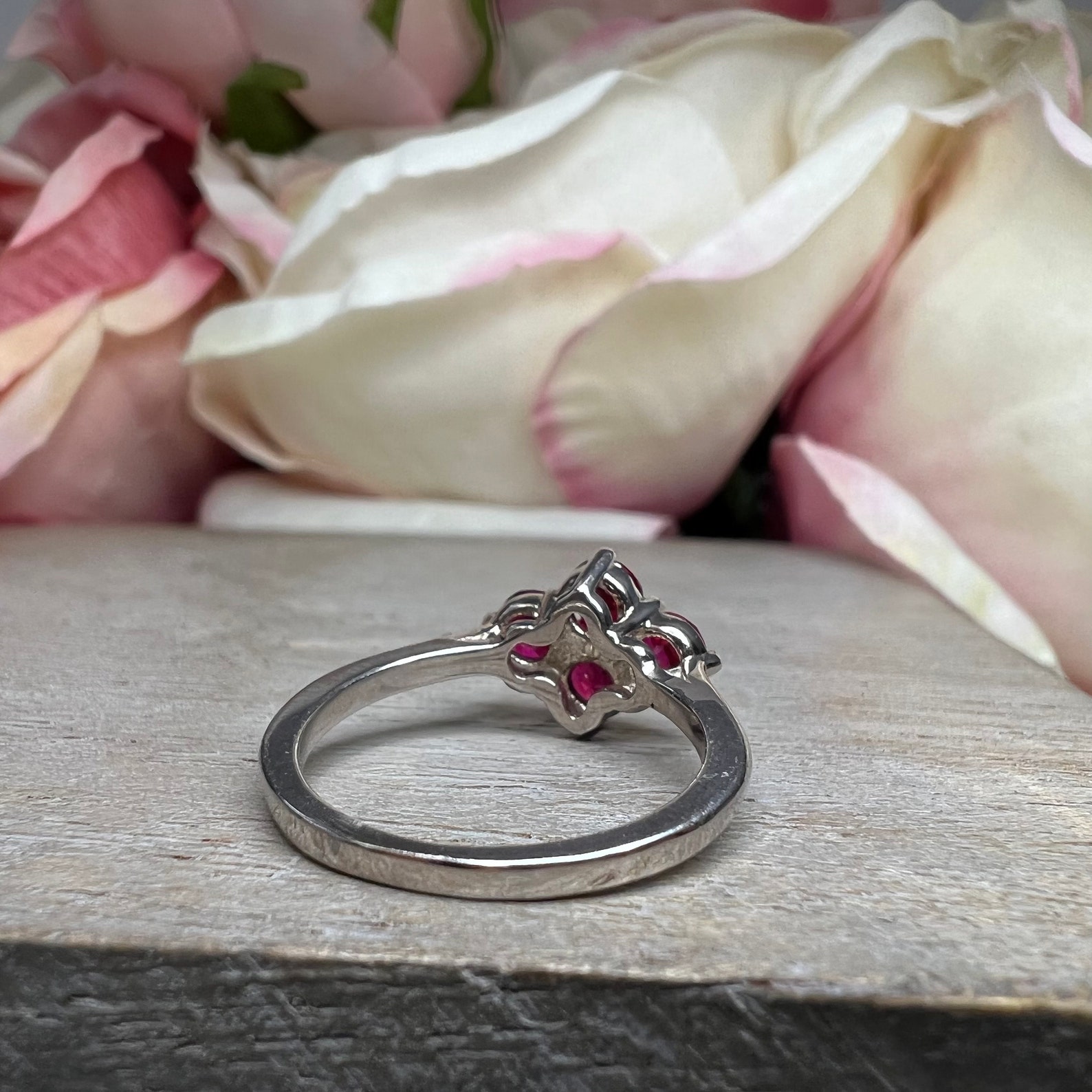 Four Stone Ruby Ring 14K Solid White Gold Ruby Promise Ring - Etsy