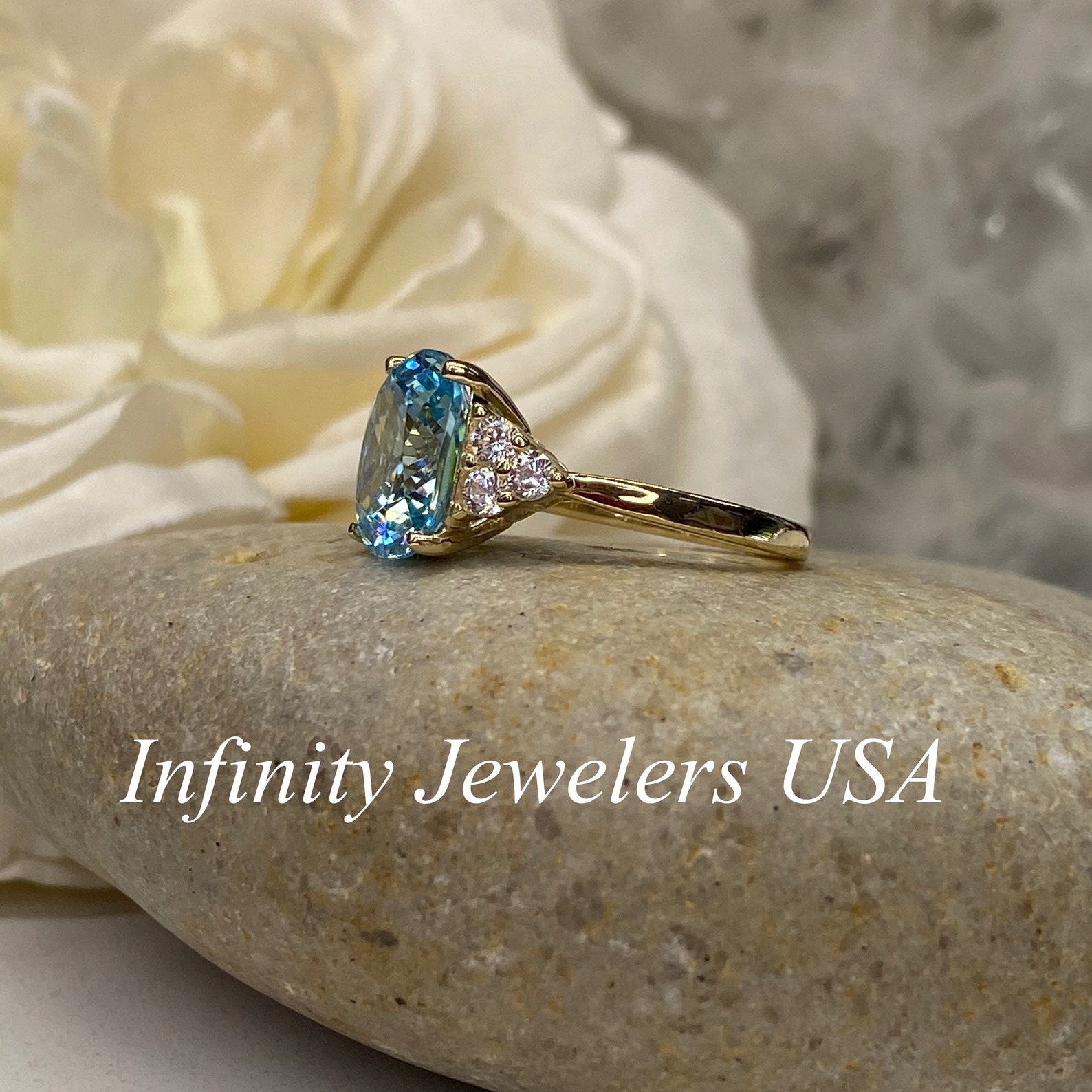 Aquamarine Cushion Cut Engagement Ring Aquamarine Elongated | Etsy