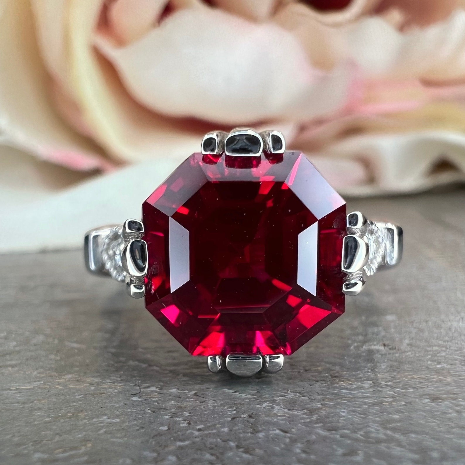 Asscher Cut Ruby Engagement Ring Ruby Asscher Cut Vintage - Etsy