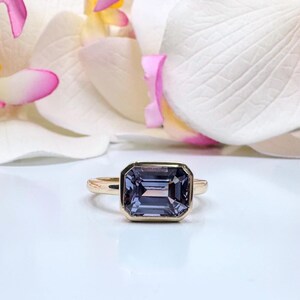 Emerald Cut Bezel Set Ruby Ring 14K Solid Gold , East West Emerald Shape Ruby Engagement Ring ...
