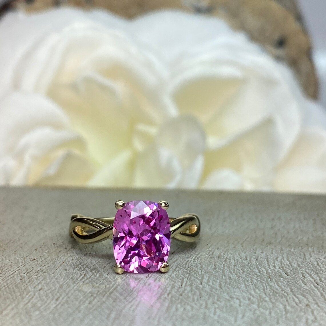 Elongated Cushion Cut Engagement Ring / Pink Sapphire - Etsy