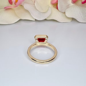 2.75 CTW Bezel Set Ruby Emerald Cut Solitaire Engagement Ring 14K Solid Gold , East West Emerald ...