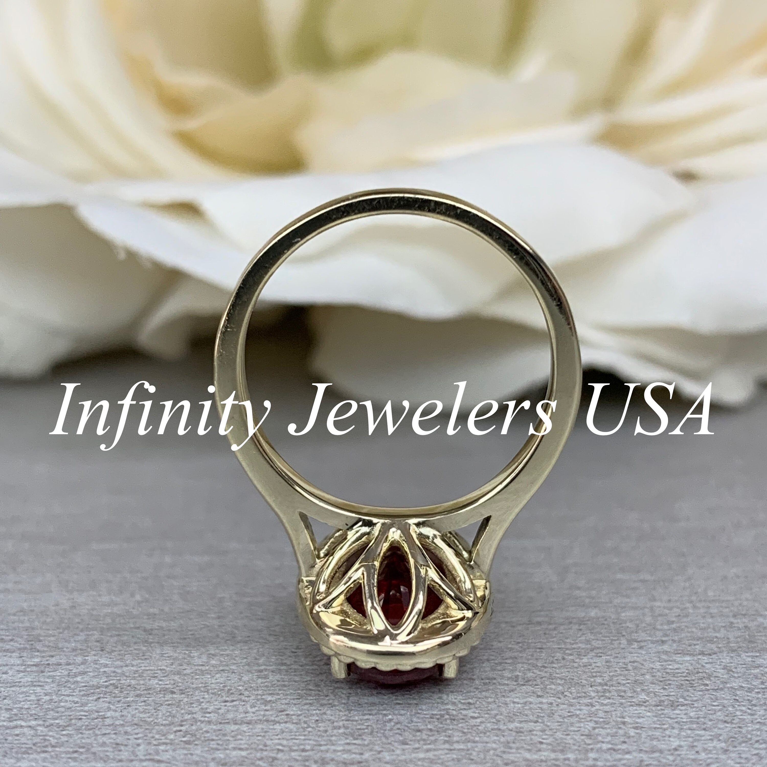 Elongated Oval Ladies Ring / Red Ruby Engagement Ring / | Etsy