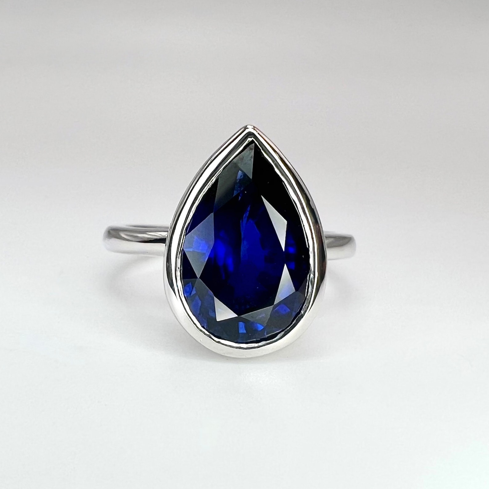Pear Shaped Blue Sapphire Engagement RING 14K White Gold Pear Shape ...