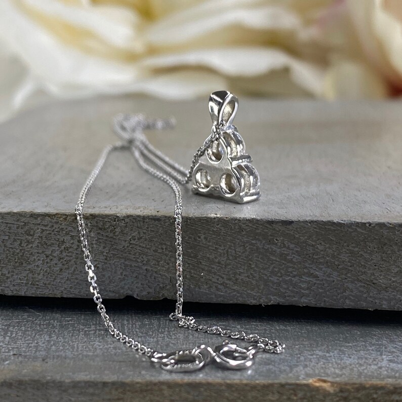 Round Three Stone Unique Pendant Necklace Ladies Dainty | Etsy