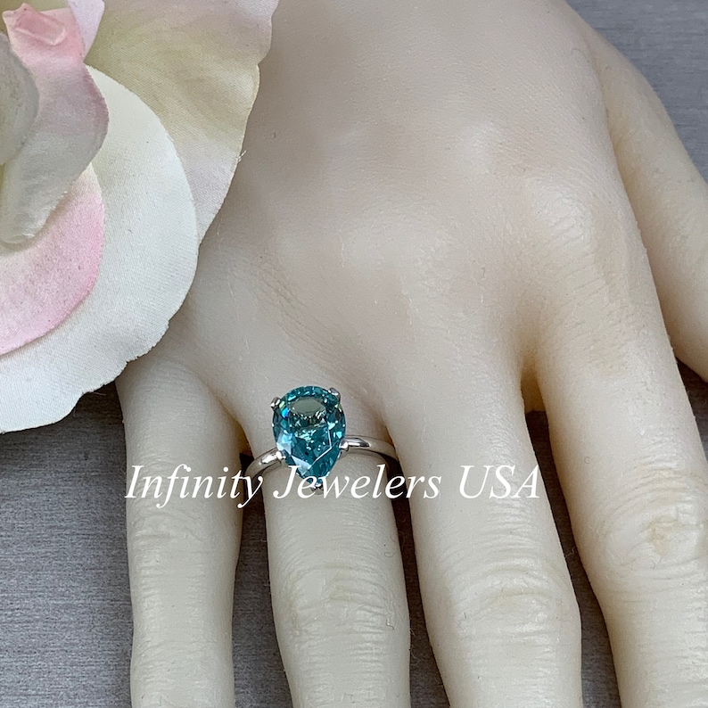 Neon Blue Paraiba Engagement Ring / Pear Shape Solitaire / | Etsy