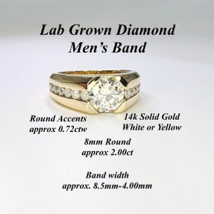 Lab Grown Diamond Mens Ring 14k Solid Gold, Half Bezel Mens Diamond ...