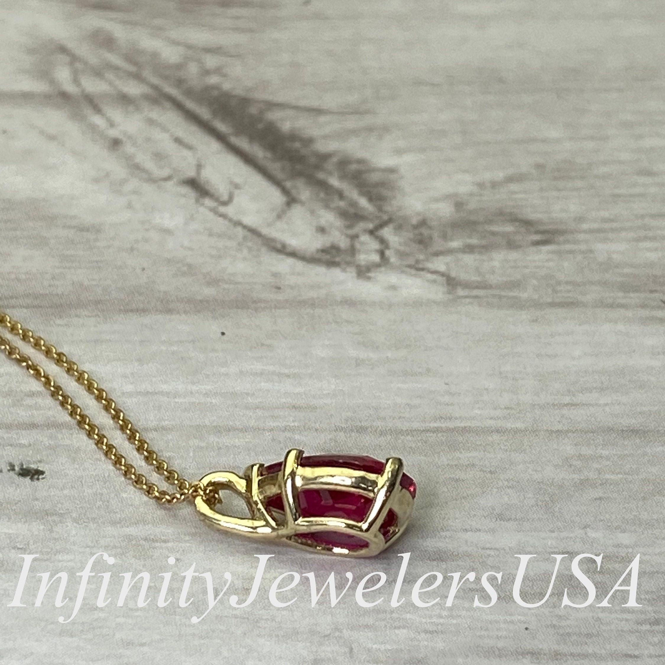 Ruby Pendant Necklace Pear Shape 14K Yellow Gold Gold | Etsy