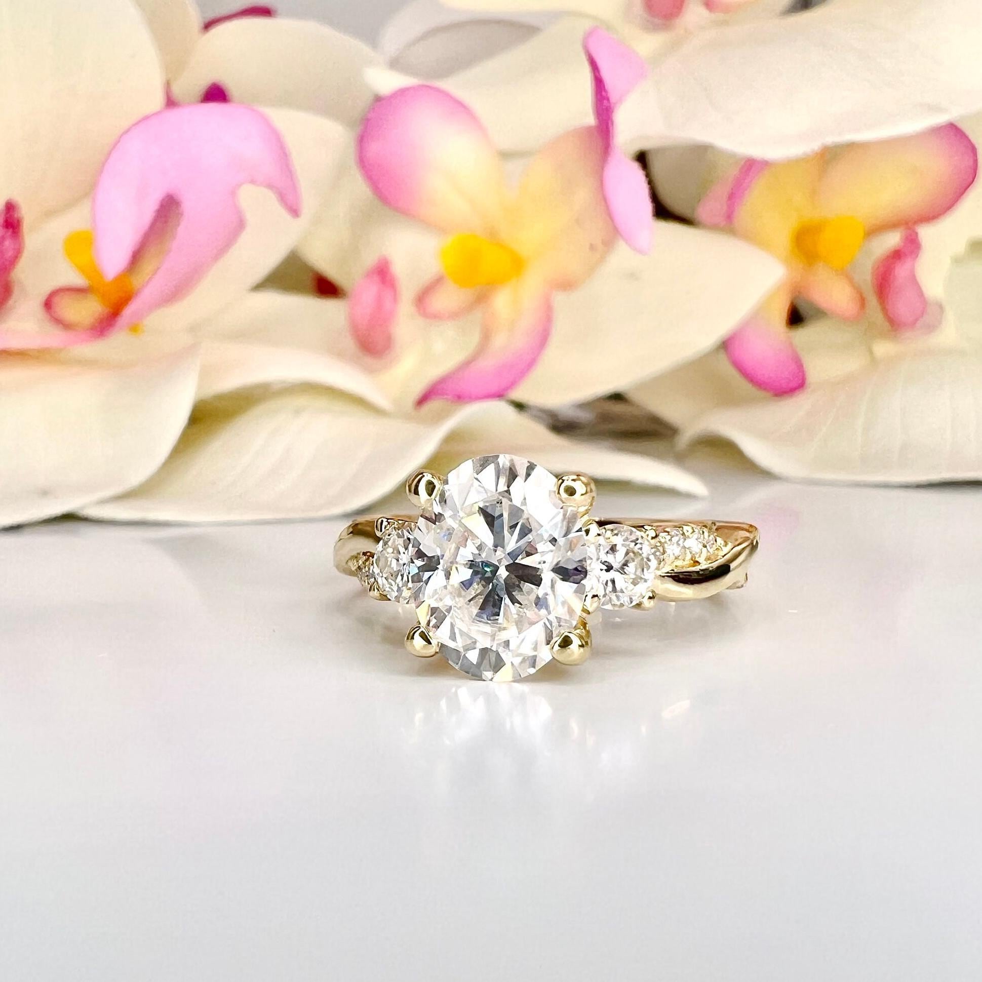 2.50 CTW Oval Cut Lab Grown Diamond Engagement Ring 14K Solid Gold ...