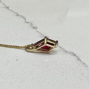 Ruby Kite Shape Pendant Necklace Solid 14K Yellow Gold, Ladies Ruby ...