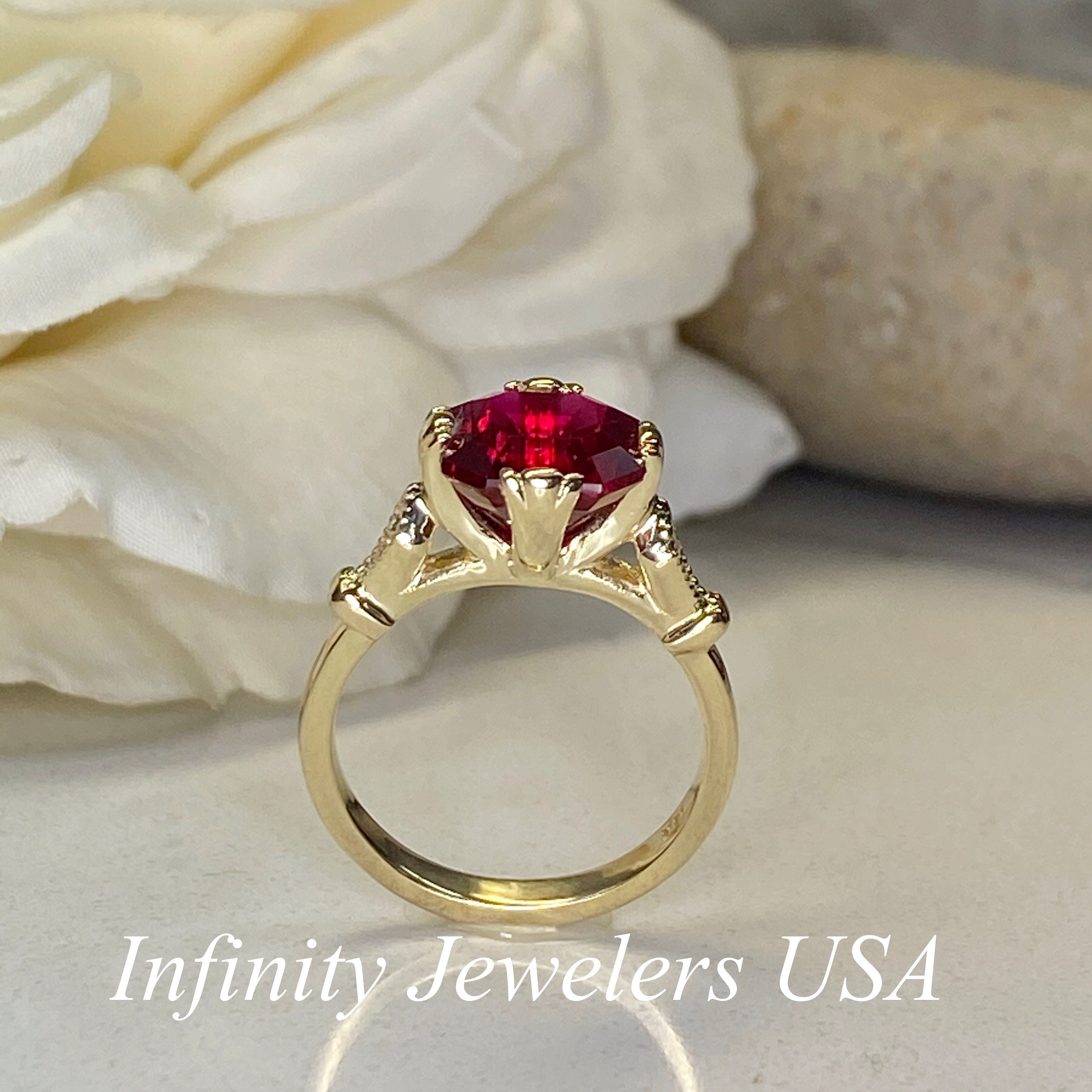 Asscher Cut Ruby Engagement Ring Ruby Asscher Cut Vintage | Etsy