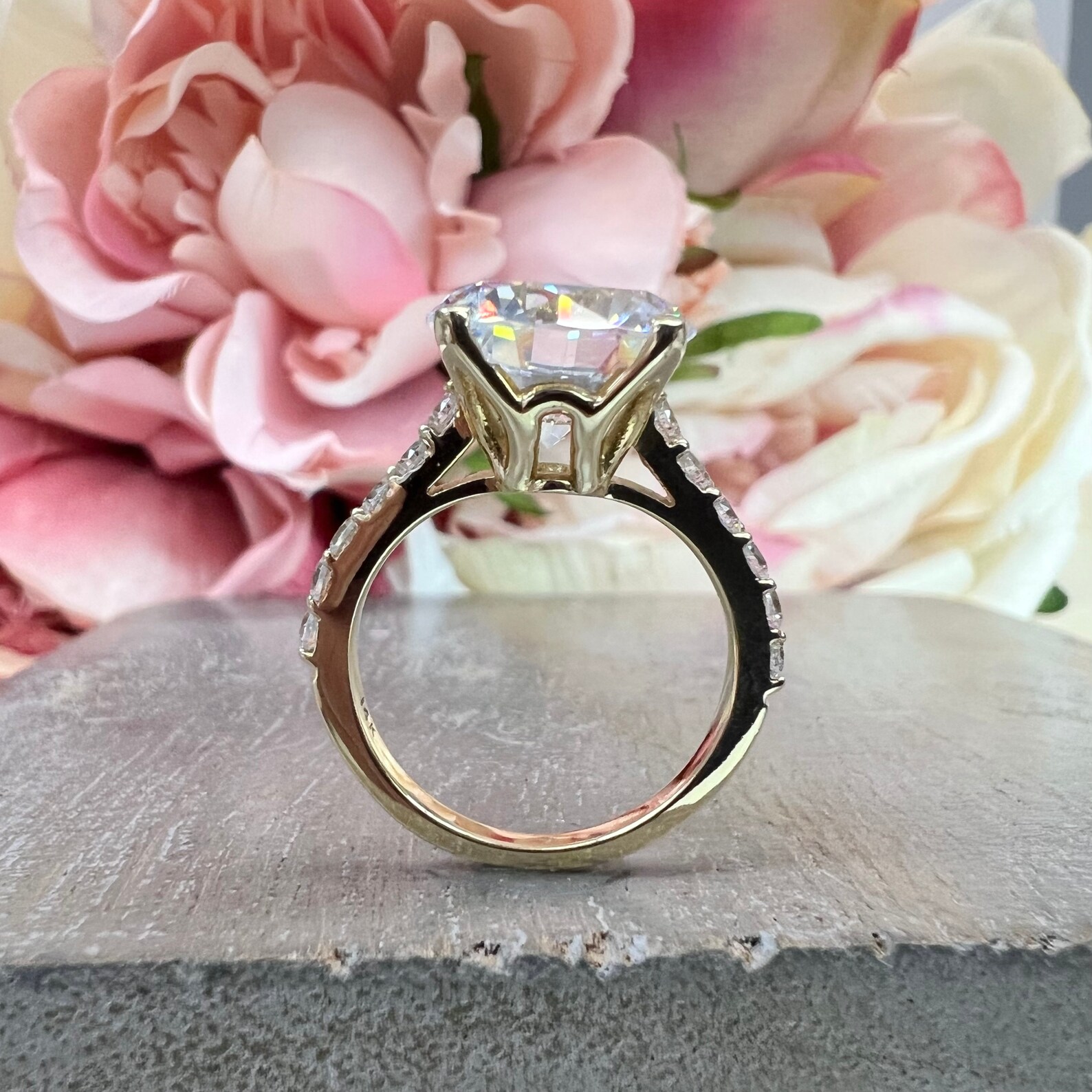 Round Shaped Solitaire Engagement Ring White Gold Solitaire CZ | Etsy