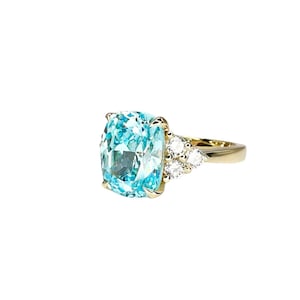 Aquamarine Cushion Cut Engagement Ring, Aquamarine Elongated Cushion ...
