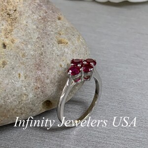 Four Stone Ruby Ring 14K Solid White Gold Ruby Promise Ring | Etsy