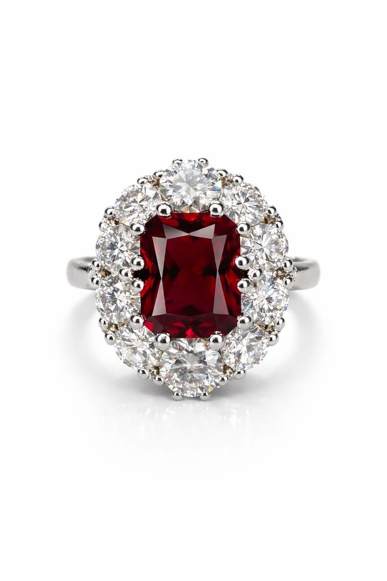 Vintage Style Ruby Engagement Ring 14K Solid Gold , July Birthstone Ring , Diamond/moissanite ...