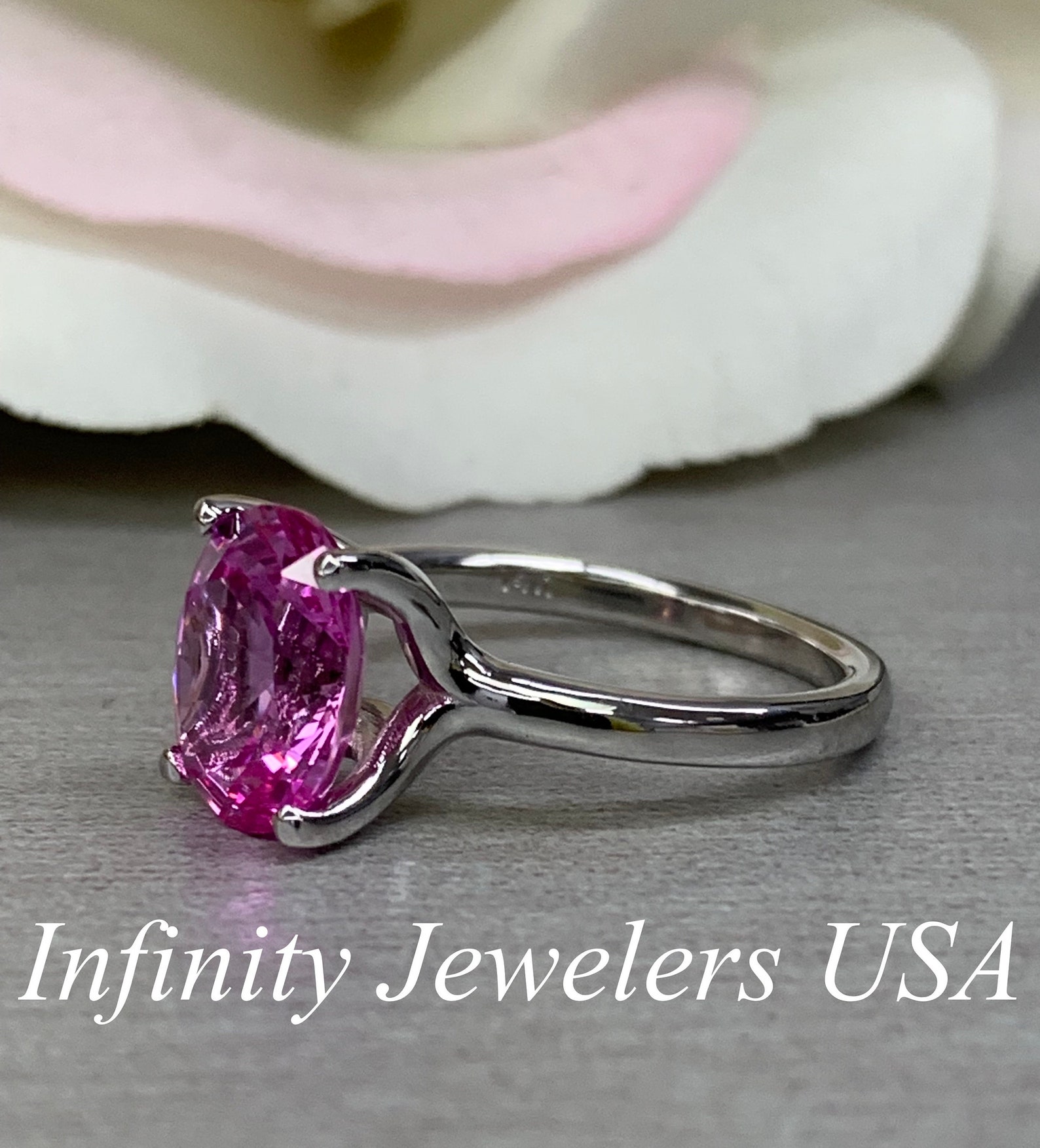 Pink Sapphire Solitaire Ring Ladies Sapphire Engagement Ring | Etsy