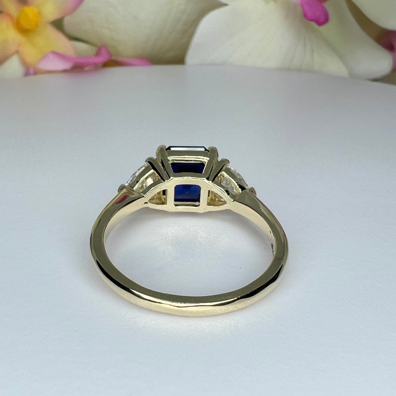 Asscher Cut Blue Sapphire Engagement Ring Engagement Ring - Etsy