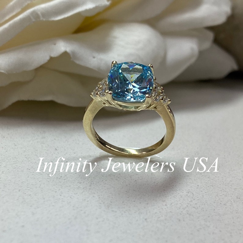 Aquamarine Cushion Cut Engagement Ring Aquamarine Elongated | Etsy