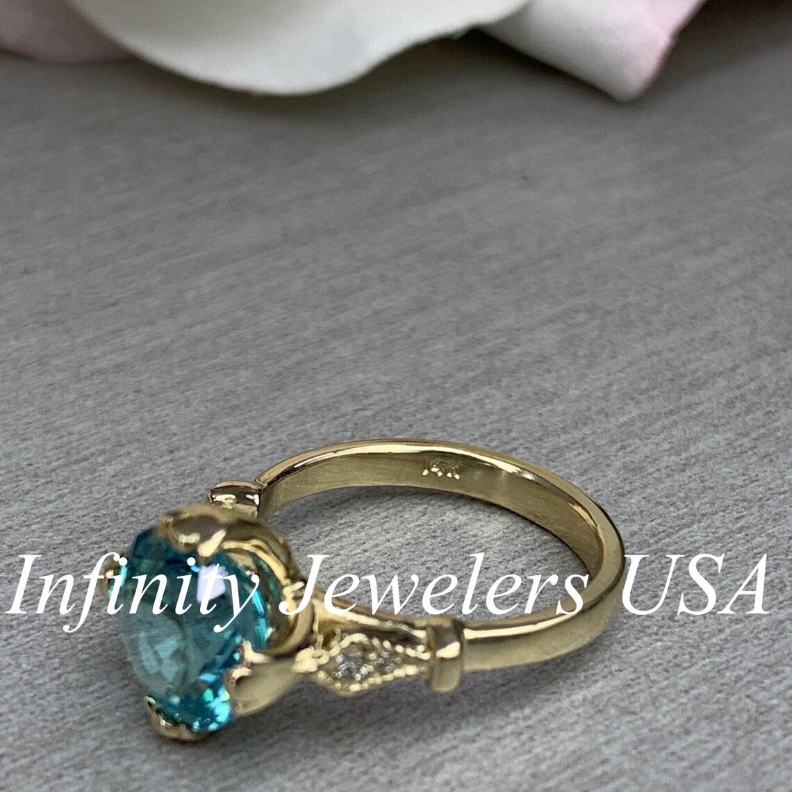 Neon Blue Paraiba Engagement Ring / Vintage Style Ladies | Etsy