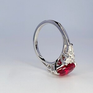 Pear Shape Ruby Lab Grown Diamond Engagement Ring, 14k Gold Unique ...