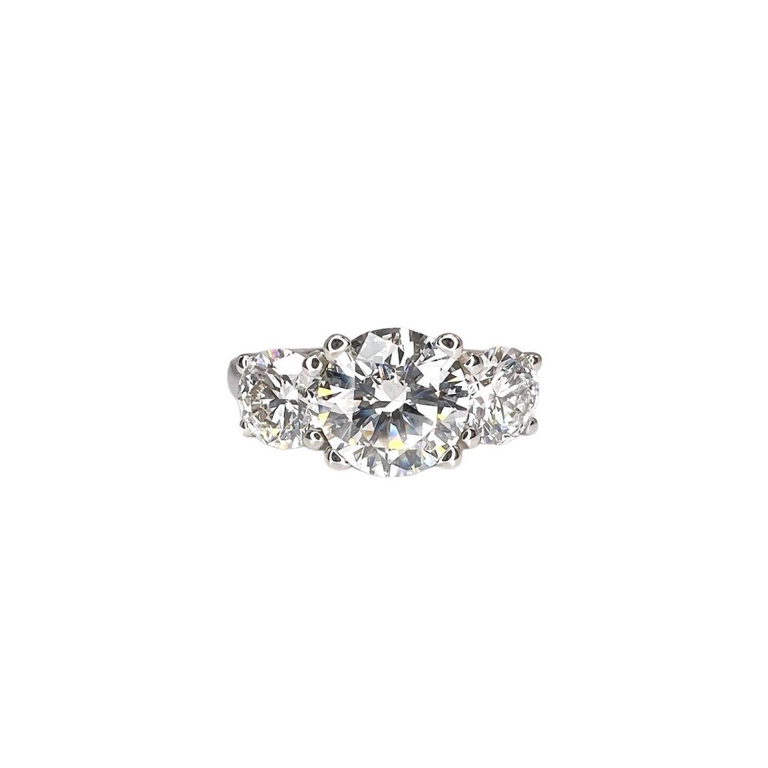 2.50 CTW Lab Grown Diamond Engagement Ring 14K Solid Gold, Three Stone ...