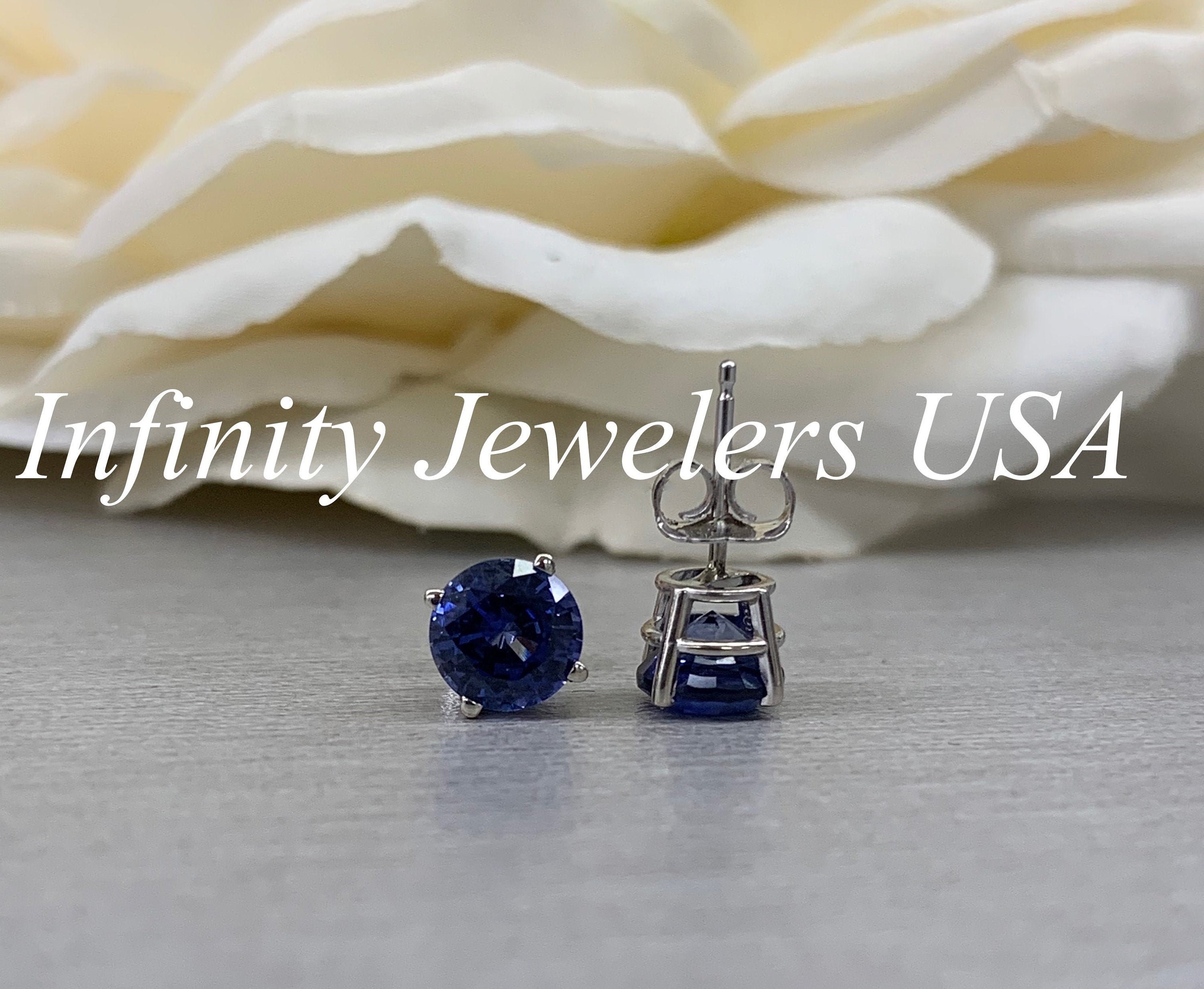 Sapphire Stud Earrings 14K Gold September Birthstone | Etsy