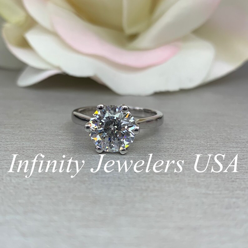 Round Solitaire Engagement Ring Extra Brilliant 100 Facet | Etsy