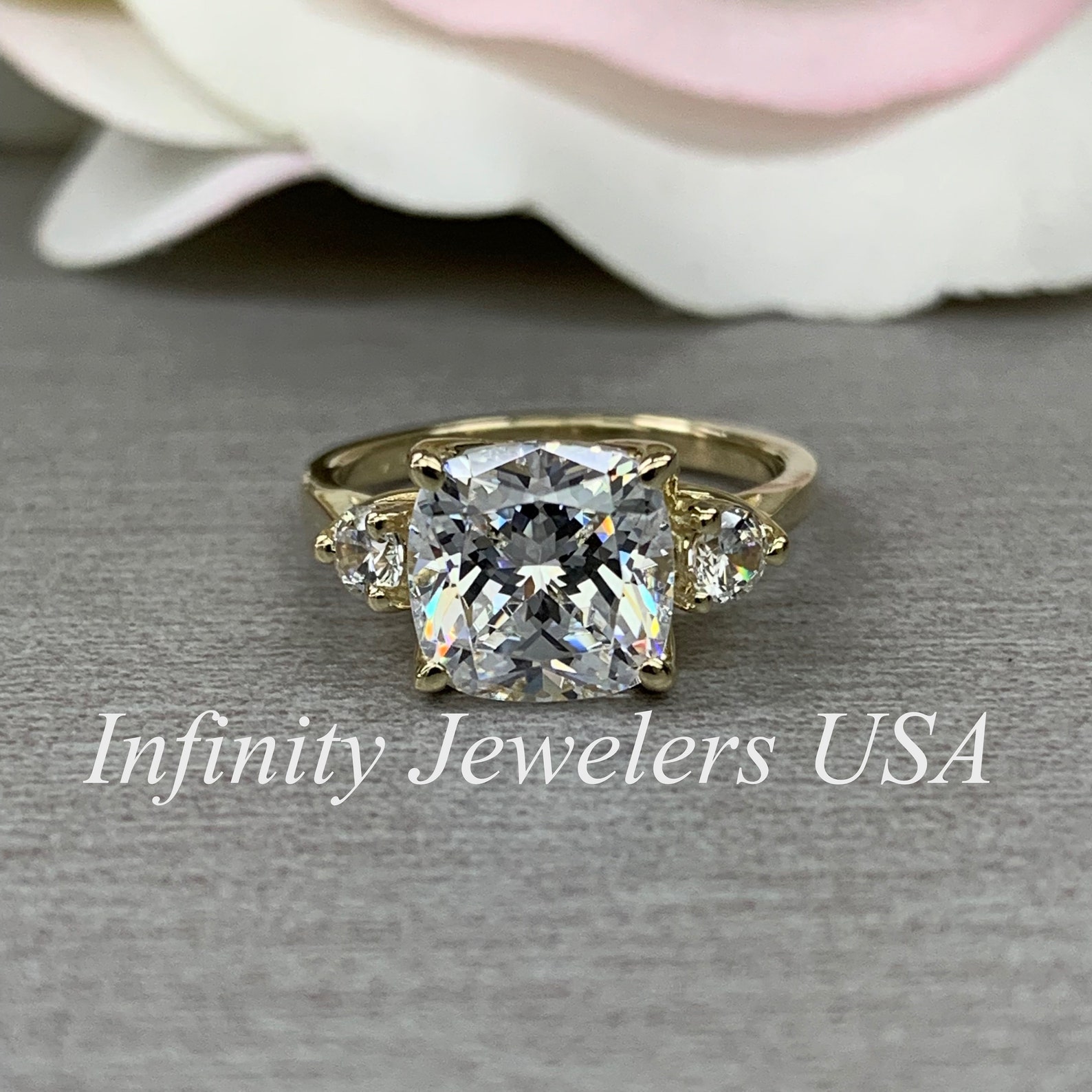 Cushion Cut Engagement Ring Solitaire Wedding Ring Cushion - Etsy