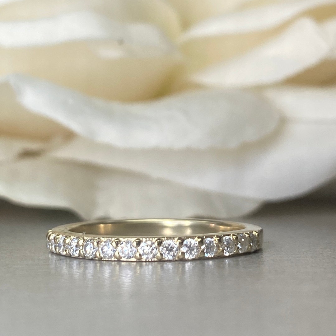 Diamond Wedding Band / Dainty Ring With Diamonds / Delicate Diamond ...