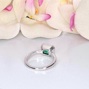 Emerald Cut Bezel Set Ruby Ring 14K Solid Gold , East West Emerald Shape Ruby Engagement Ring ...