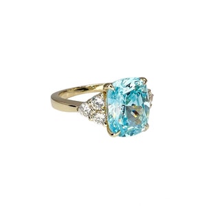 Aquamarine Cushion Cut Engagement Ring, Aquamarine Elongated Cushion ...
