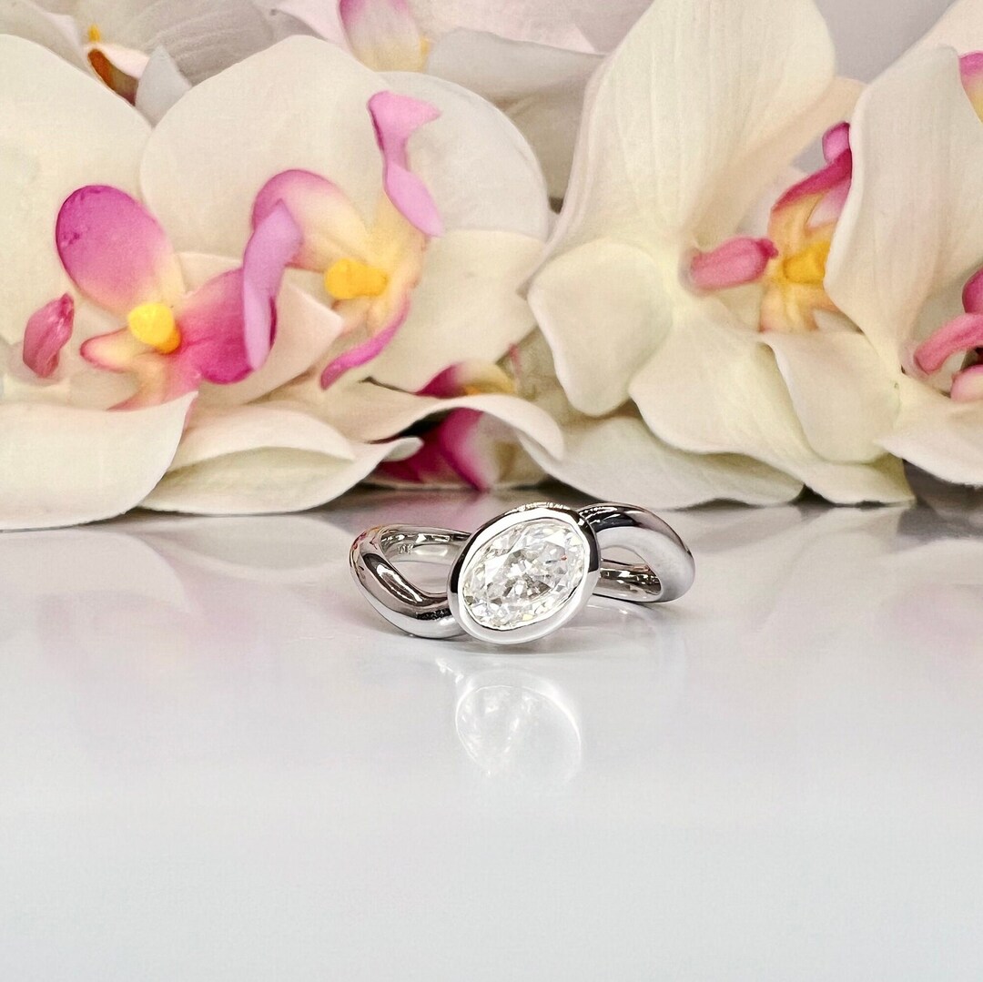 Oval Lab Grown Diamond Solitaire Engagement Ring , 14k Gold Moissanite ...