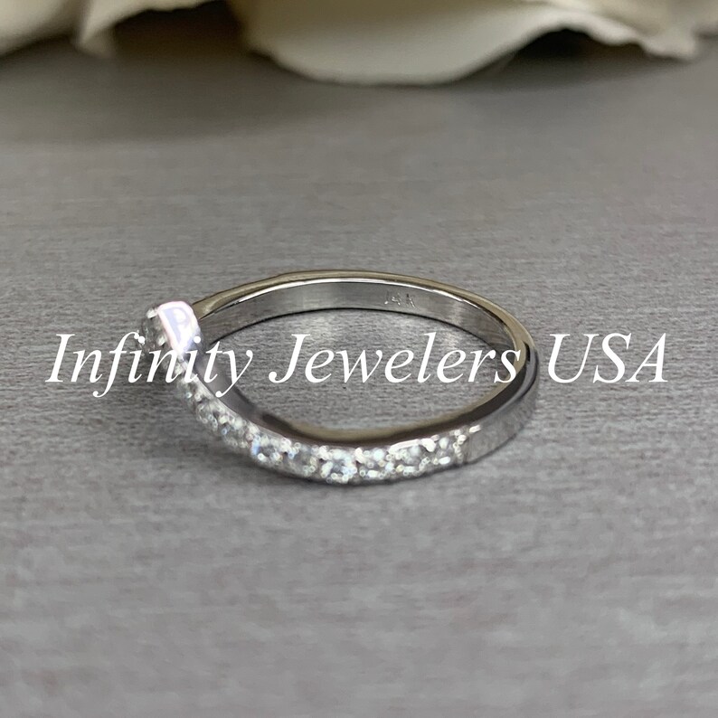 Moissanite V Shaped Band Stacking Promise Ring Forever One - Etsy
