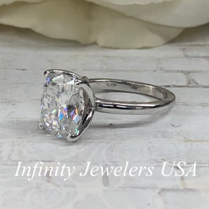 Elongated Cushion Cut Moissanite Solitaire Engagement Ring in | Etsy