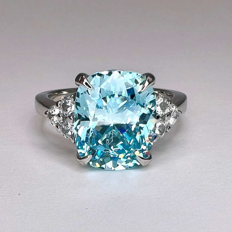 Diamond Aqua Ring - Etsy
