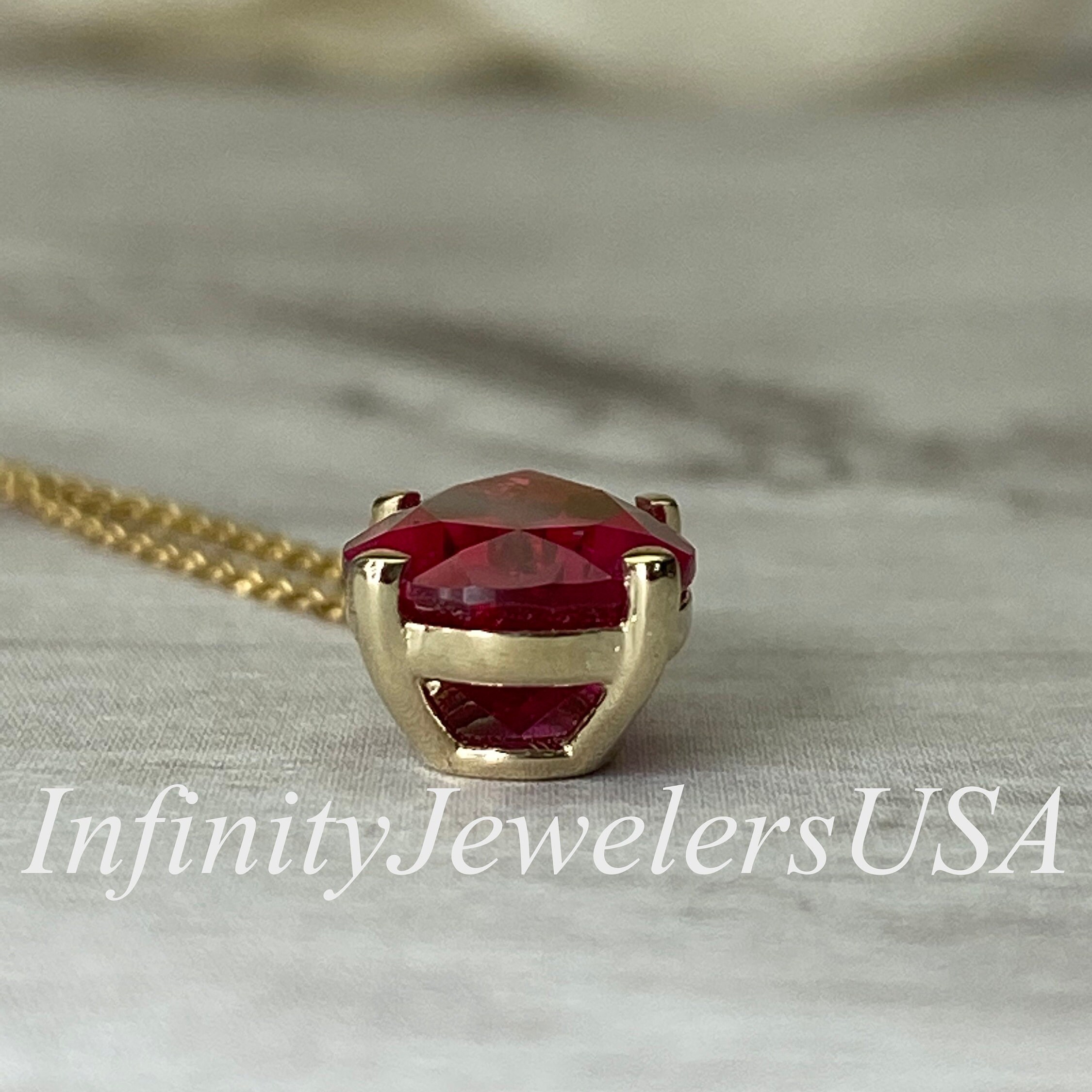 Ruby Pendant Necklace Pear Shape 14K Yellow Gold Gold | Etsy