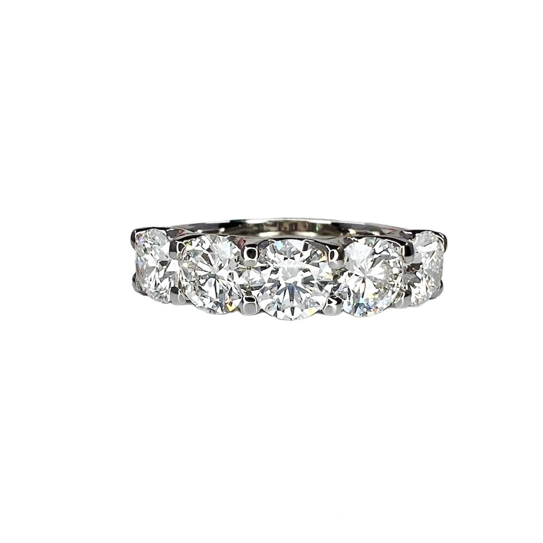 Lab Grown Diamond Ring 14k Solid Gold, 5 Stone Lab Grown Diamond ...