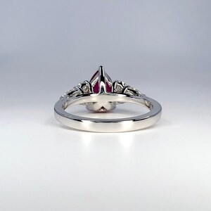 Pear Shape Ruby Lab Grown Diamond Engagement Ring, 14k Gold Unique ...