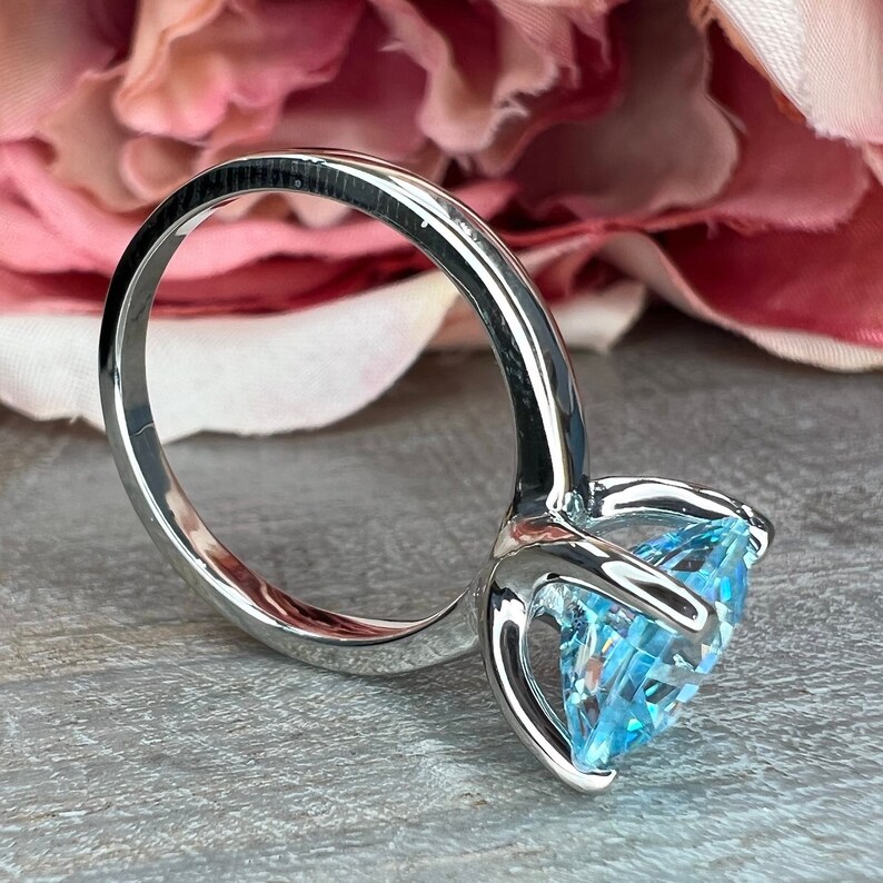 Asscher Cut Aquamarine Engagement Ring 14K White Gold - Etsy